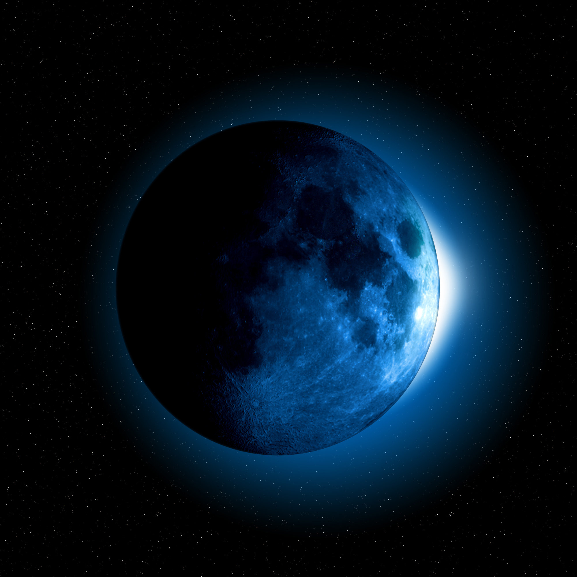 Ebern Designs Blue Moon Eclipse by Dlstudio - Wrapped Canvas Print | Wayfair